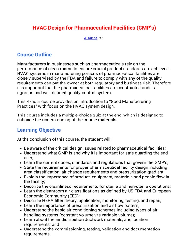 HVAC Design for Pharma Compliance | PDF | Technology & Engineering