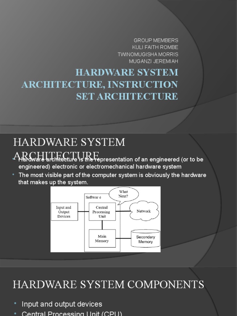 Hardware System Architecture and Instruction Set Architecture: An Overview of Hardware ...