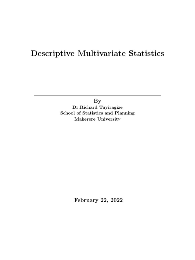 Section 2 - Descriptive Multivariate Statistics | PDF | Covariance ...