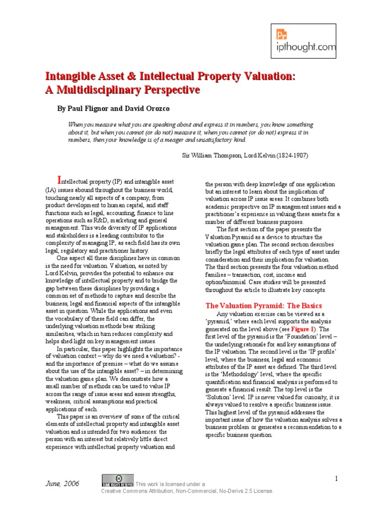 Intangible Asset & Intellectual Property Valuation: A Multidisciplinary ...