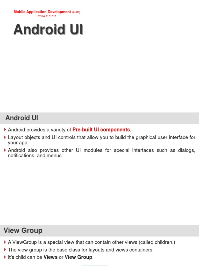 Android UI: (MAD) GTU # 3161612 | PDF | Menu (Computing) | Graphical User Interfaces