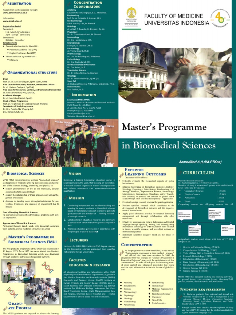 Master's Programme: in Biomedical Sciences | PDF | Science | Master's ...