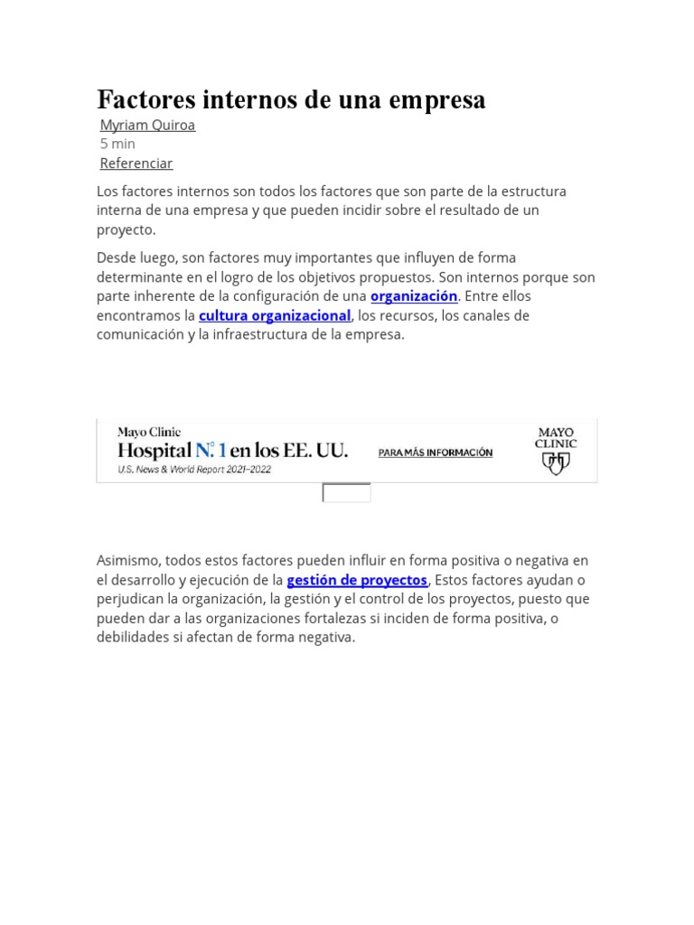 Factores Internos de Una Empresa | PDF | Gestión de recursos humanos ...