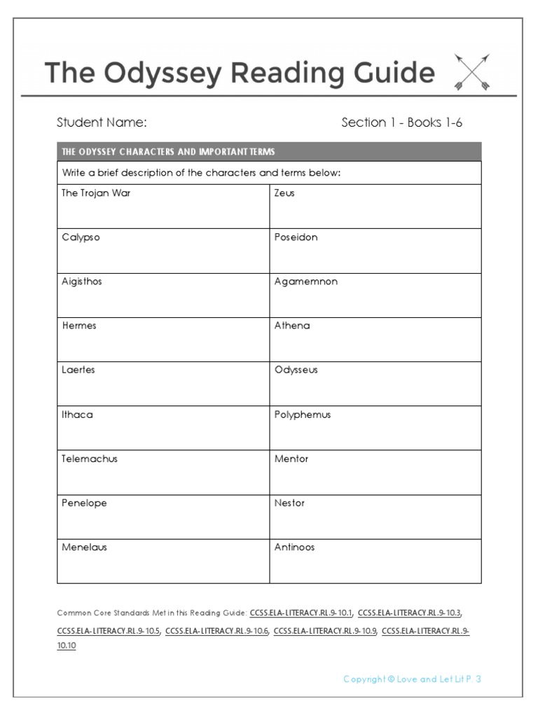 The Odyssey Reading Guide | PDF