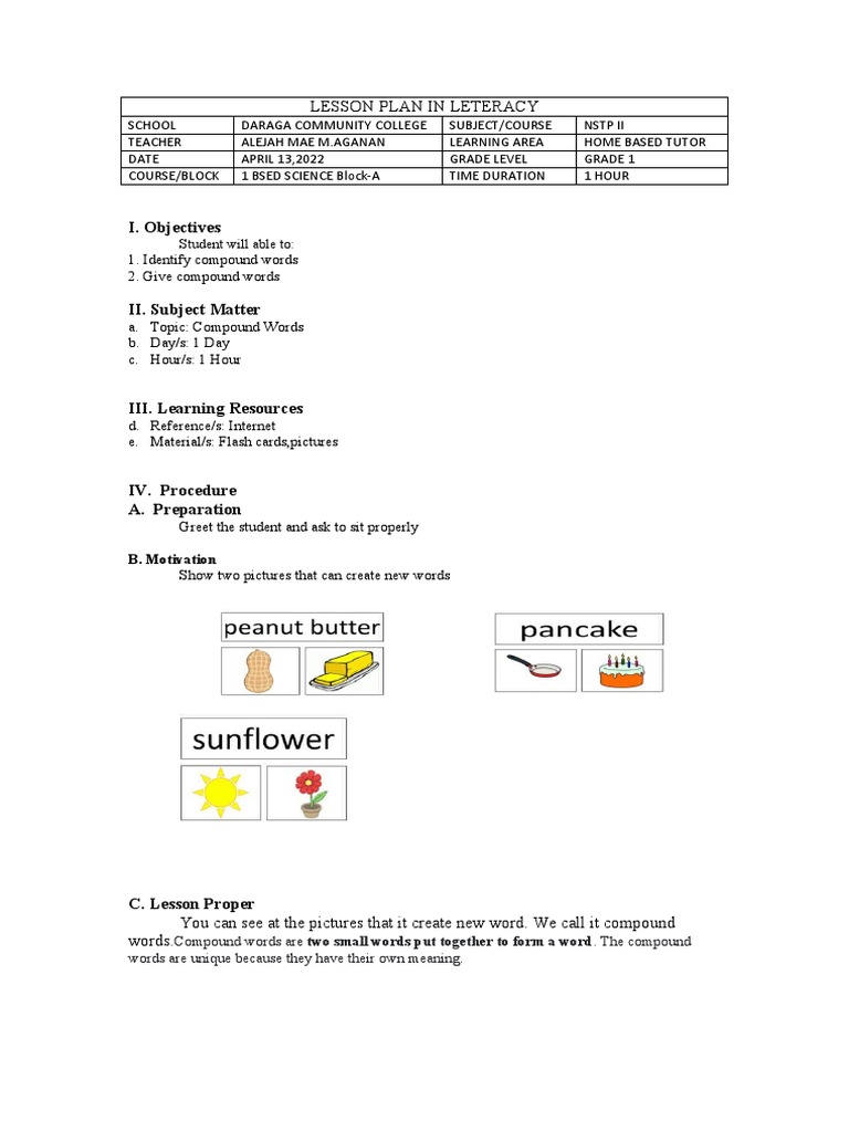 Lesson Plan in Literacy #1 | PDF