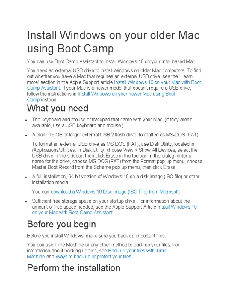 Install Windows On Your Older Mac Using Boot Camp | PDF | Usb Flash ...