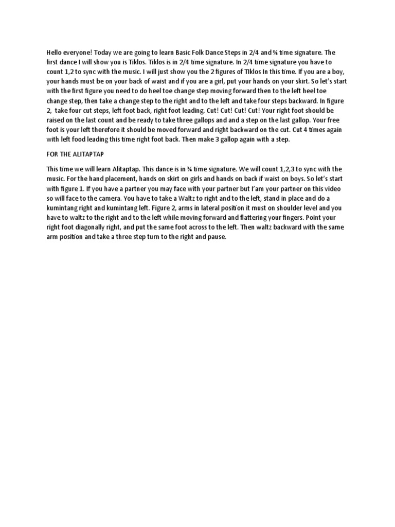 Scirpt For The Dance Steps | PDF