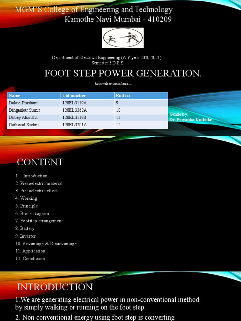 Foot Step Power Generation FINAL. | PDF | Power Inverter | Direct Current