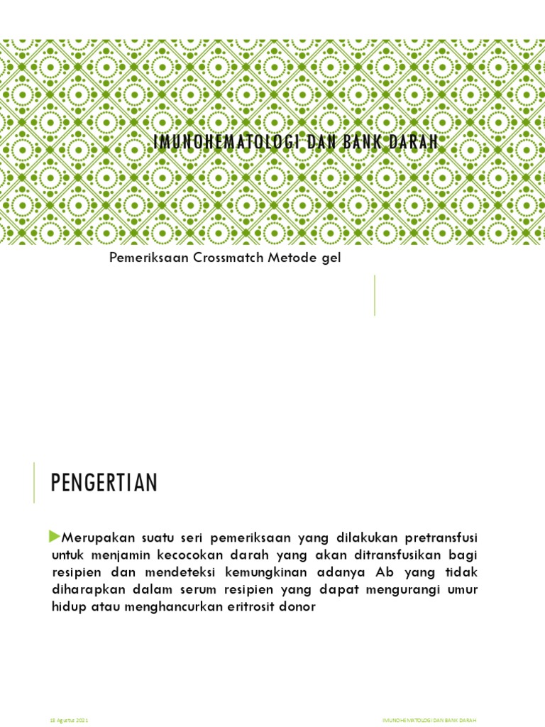 Pemeriksaan Crossmatch Metode Gel | PDF