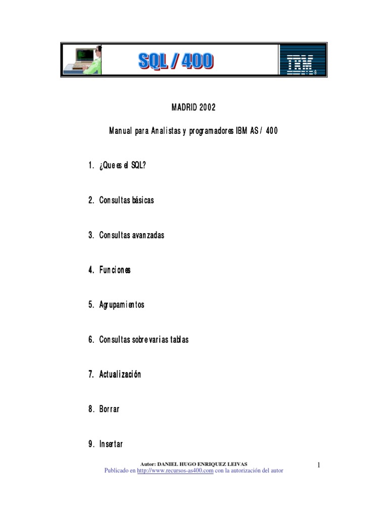 SQL 400 | PDF | SQL | Tabla (base de datos)