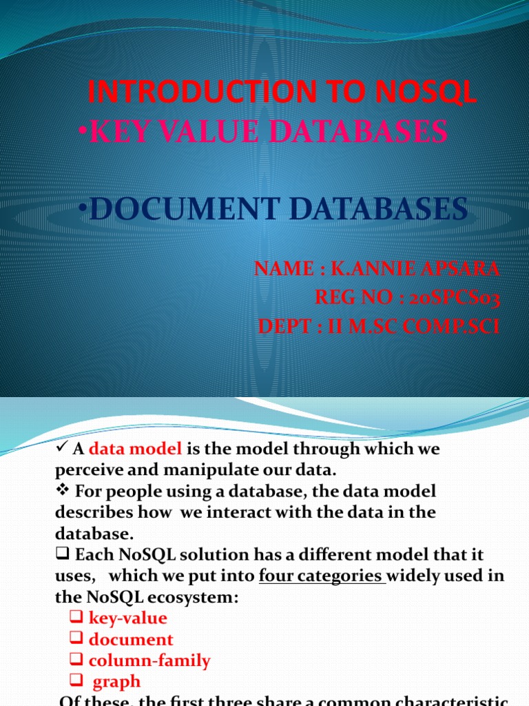 Introduction To Nosql: - Key Value Databases | PDF | Databases | No Sql