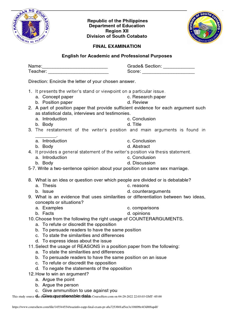 Toaz - Info Eapp Final Exam PR PDF | PDF | Observation | Experiment