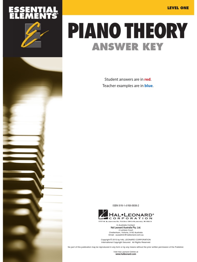 Piano Theory: Answer Key | PDF | Clef | Musical Notation