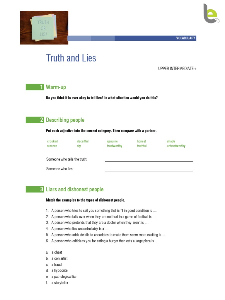 L2 - Truth and Lies - Student Sheets | PDF | Truth