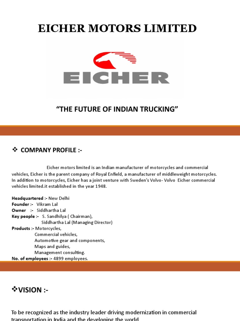 Eicher Motors: Indian Company Overview | PDF | Economies | Vehicles