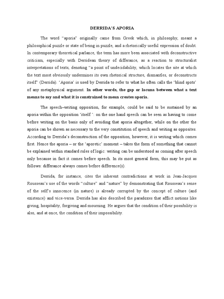 In Other Words, The Gap or Lacuna Between What A Text Means To Say and ...