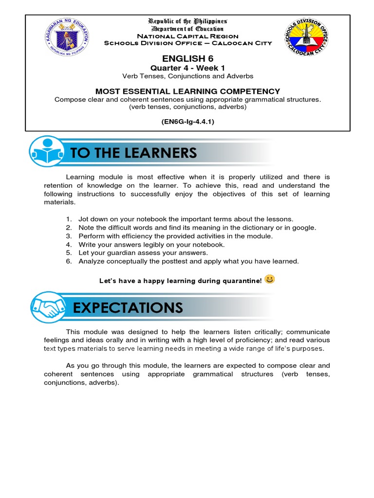 English 6: Quarter 4 - Week 1 | PDF | Adverb | Verb