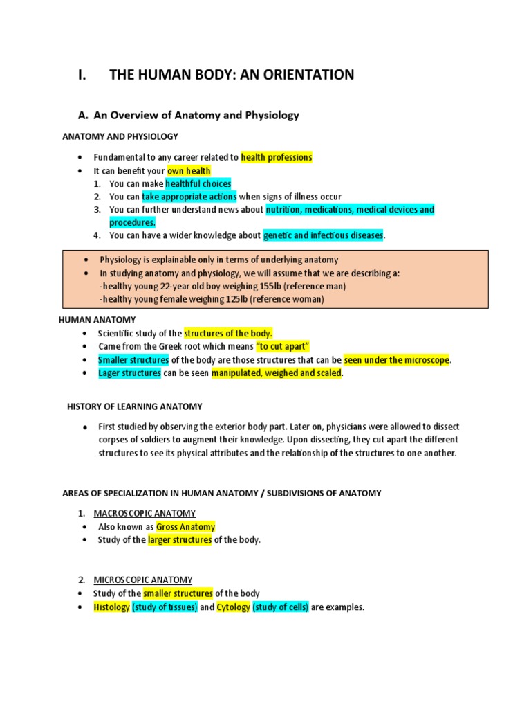 UNIT 1 - The Human Body | PDF | Human Body | Anatomy