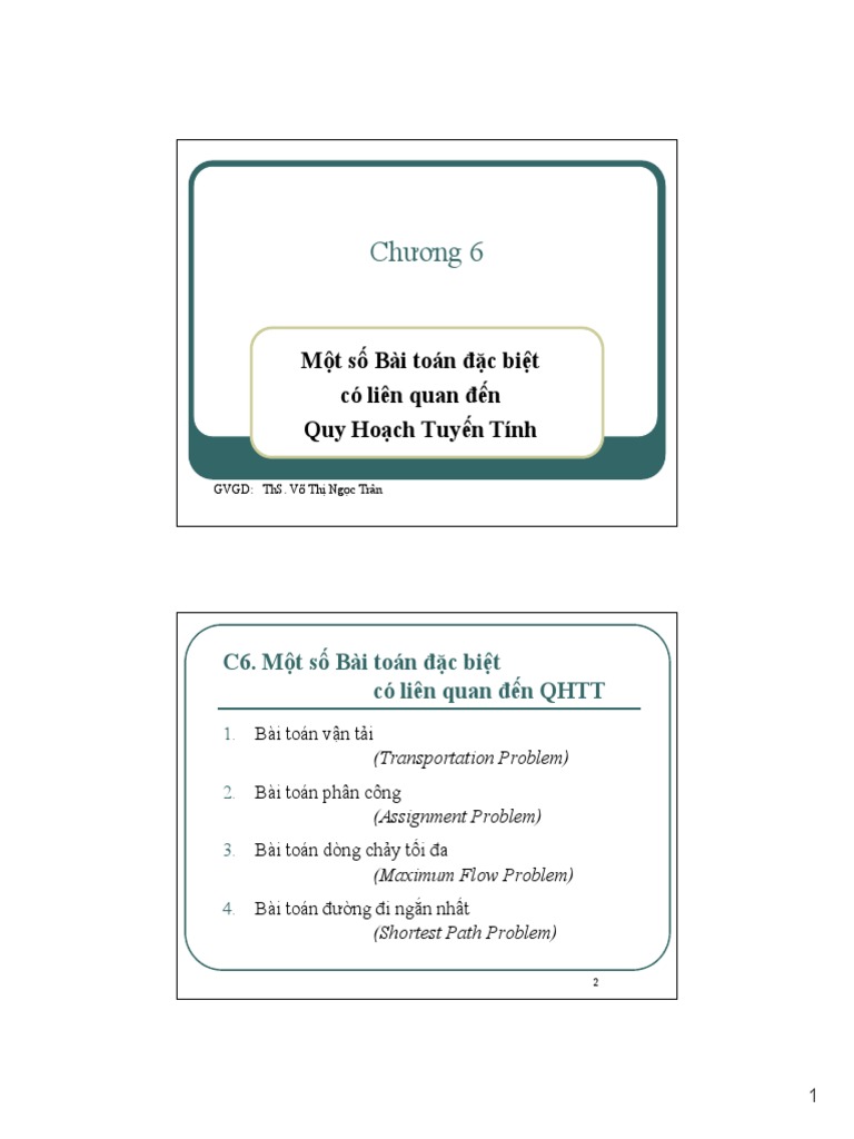 Chapter6 Bài Toán QHTT Đặc Biệt | PDF