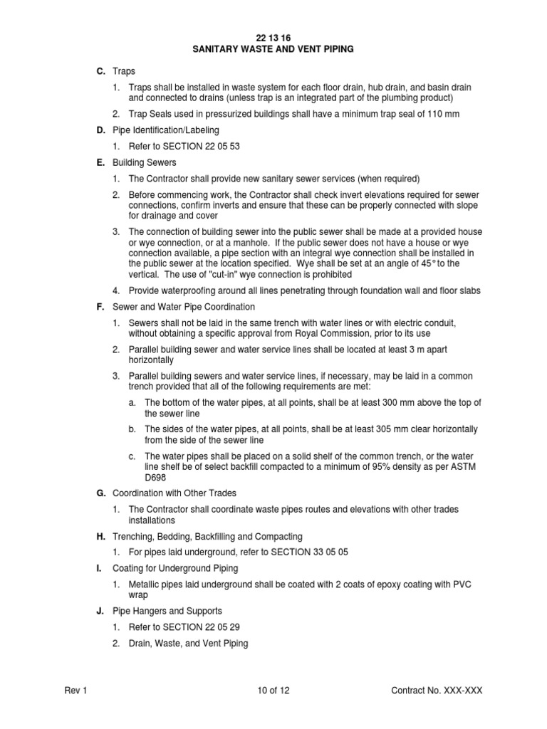 Sewer and Waste Piping Coordination Guide | PDF | Sanitary Sewer | Plumbing