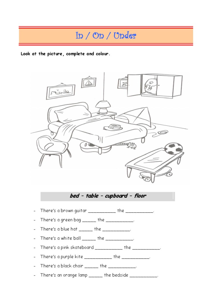 In/On/Under Worksheet for Kids | PDF
