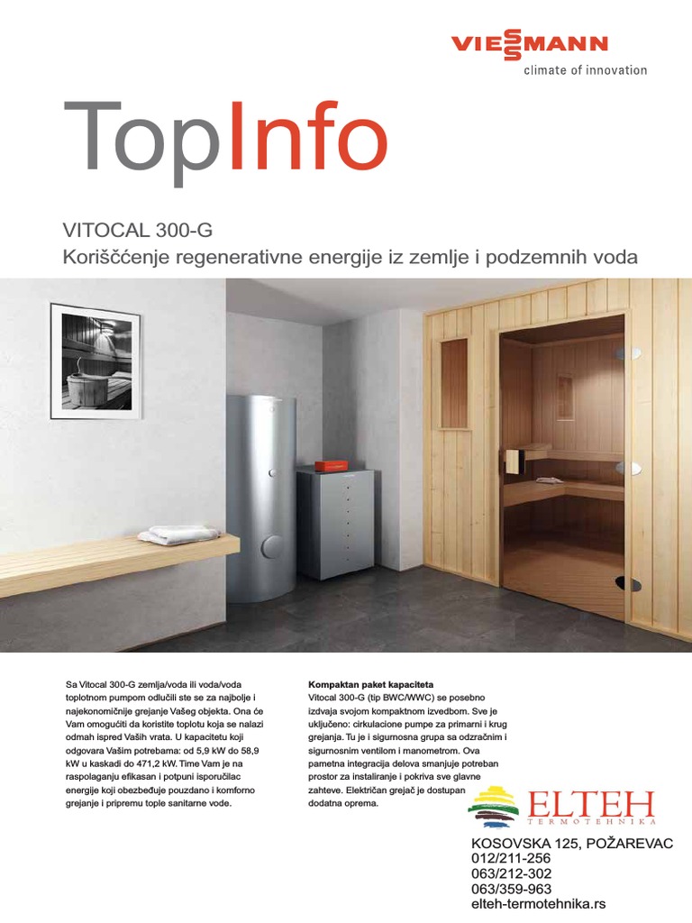 Toplotna Pumpa Voda Voda Zemlja Voda VIESSMANN 300-G | PDF