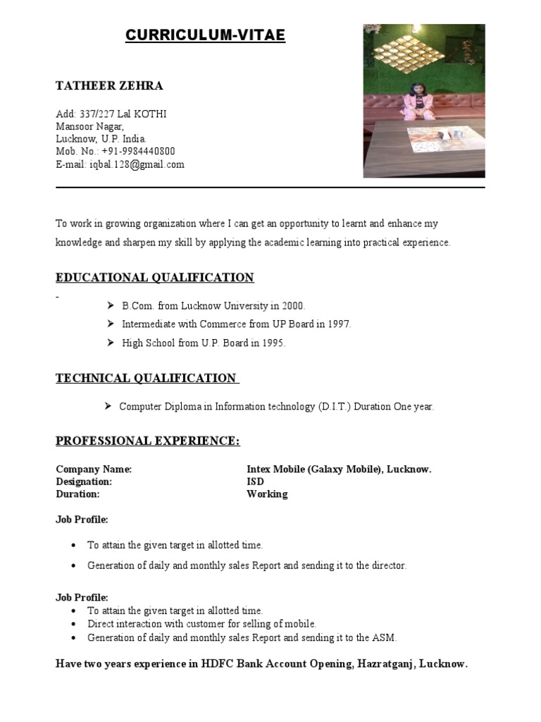 Curriculum-Vitae: Tatheer Zehra | PDF