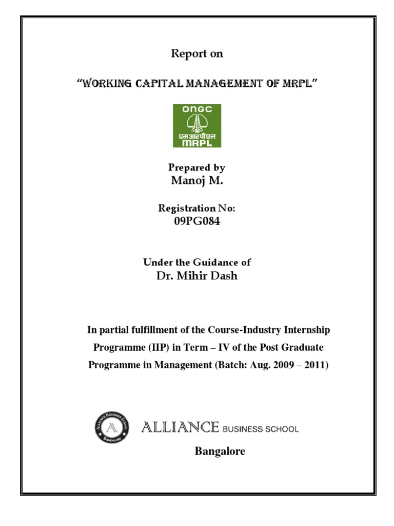 Manoj InternshipReport MRPL | PDF | Opec | Oil Reserves