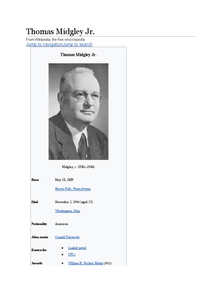 Thomas Midgley JR | PDF | Chemistry | Chemical Substances