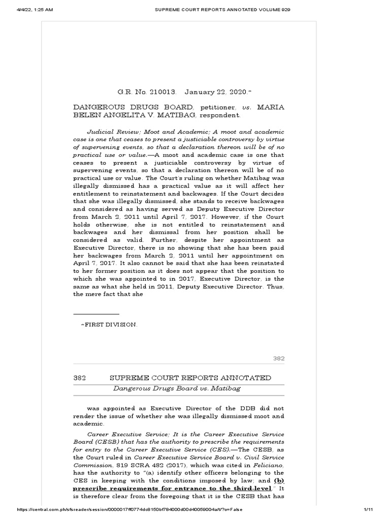 Dangerous Drugs Board vs. Matibag, 929 SCRA 381, January 22, 2020 | PDF ...