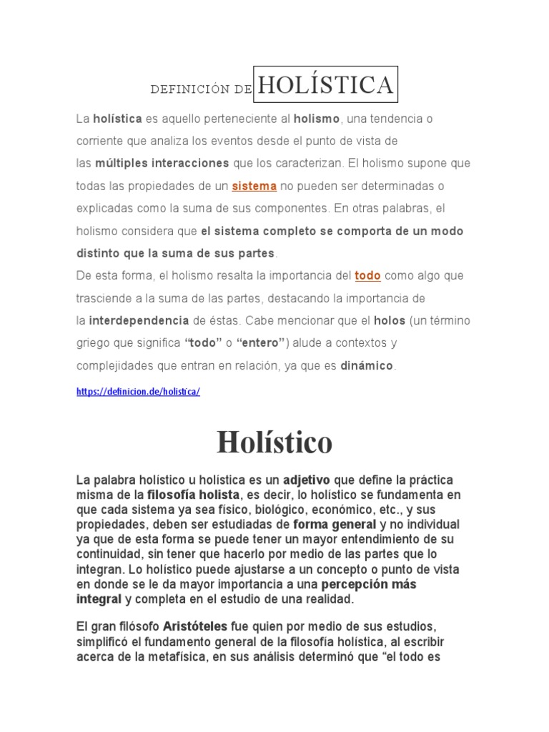 DEFINICIÓN DE HOLÍSTICA Protección | Descargar gratis PDF | Holismo ...