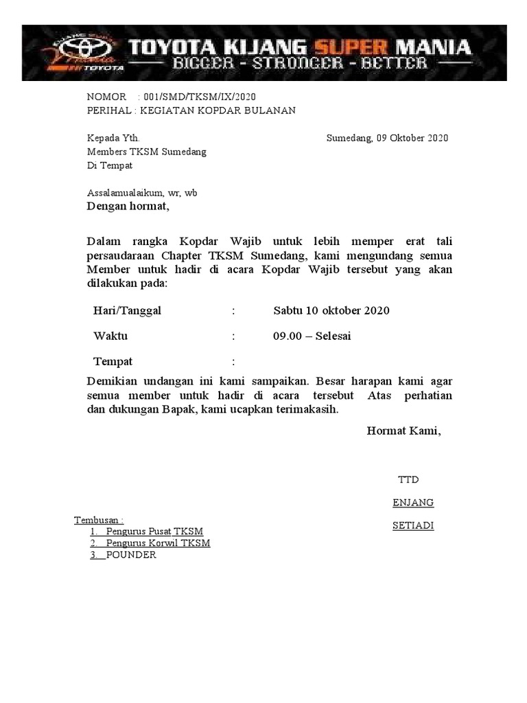Undangan Kopdar Wajib TKSM Sumedang | PDF | Perjalanan