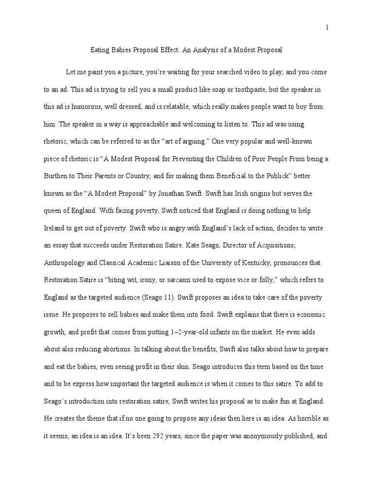 Eating Babies Proposal Effect-An Analysis of A Modest Proposal | PDF ...