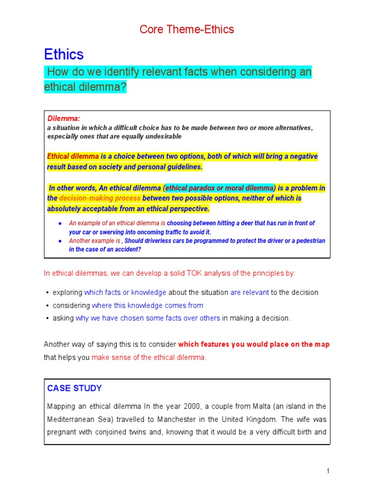 Ethics: How Do We Identify Relevant Facts When Considering An Ethical ...