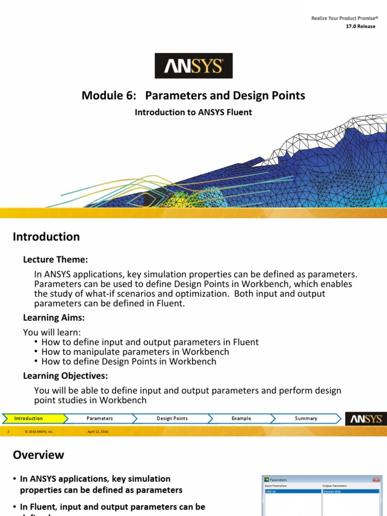 Fluent Intro 170 Module06 Parameters And Design Points Pdf Parameter Computer Programming 