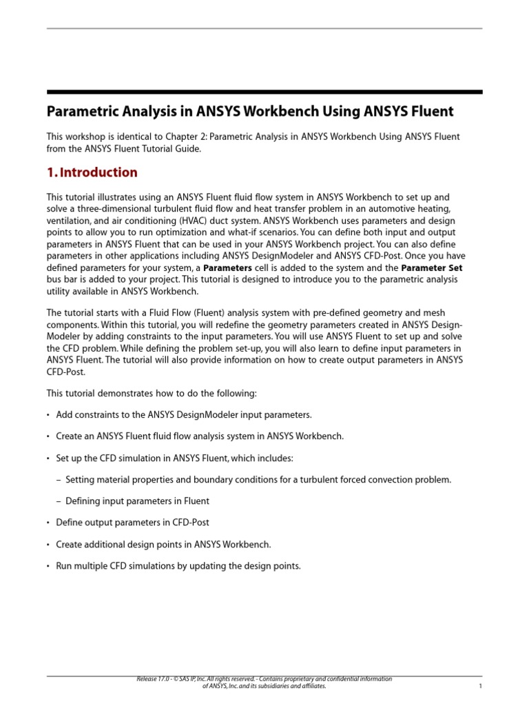 Fluent-Intro 17.0 WS05 Parametric Analysis in ANSYS Workbench Using ANSYS Fluent | PDF ...