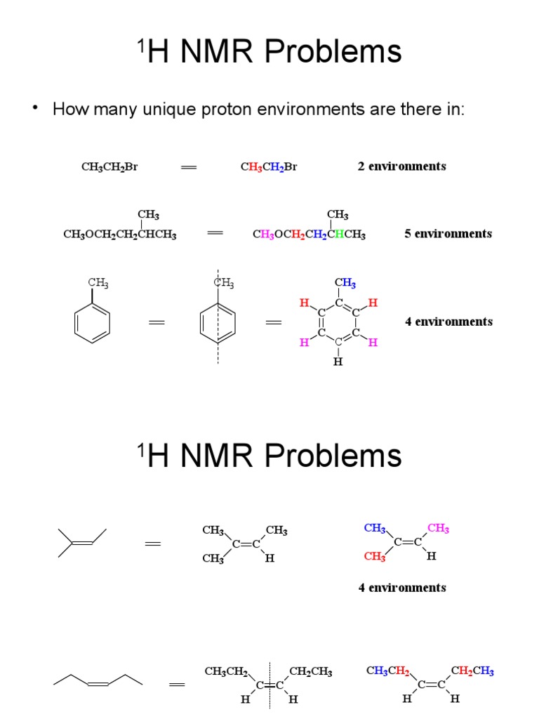 H NMR Problems: - How Many Unique Proton Environments Are There in ...