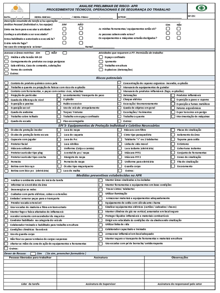 Modelo Global Apr | PDF | Eletricista | Natureza