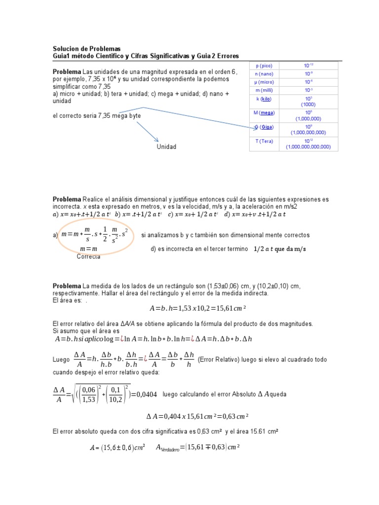 Ejercicios Guia 1 | PDF | Medición | Metrología