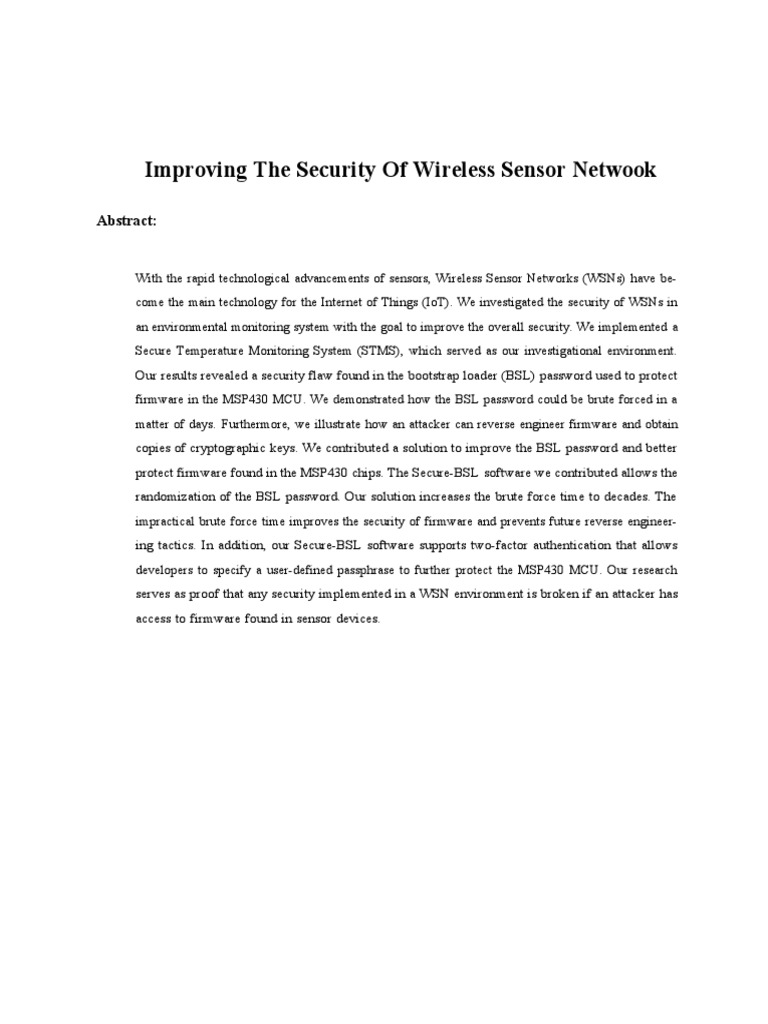 Improving The Security of Wireless Sensor Networks | PDF | Wireless ...