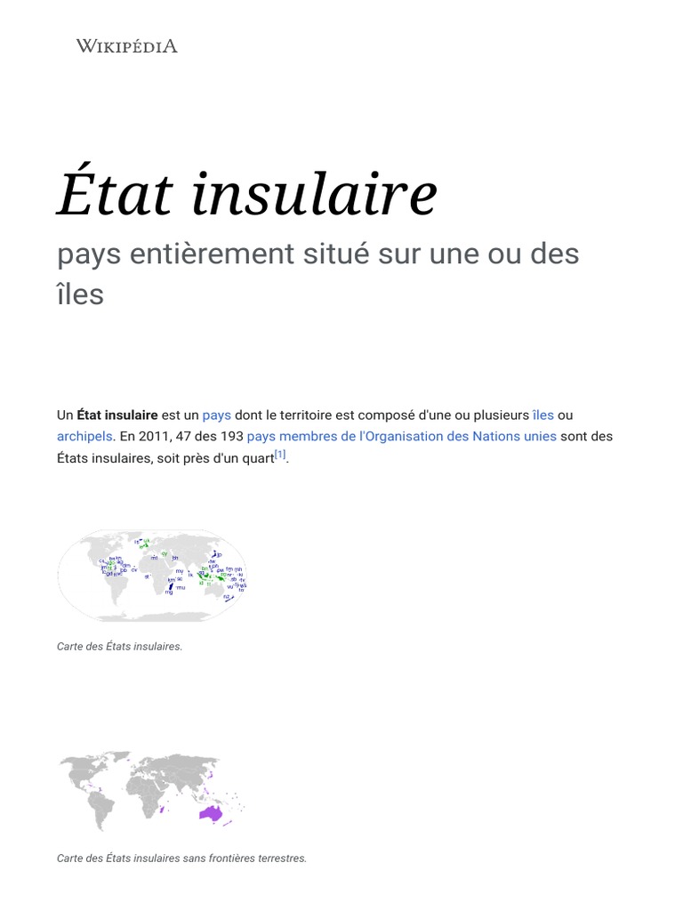 État Insulaire - Wikipédia | PDF | Voyages