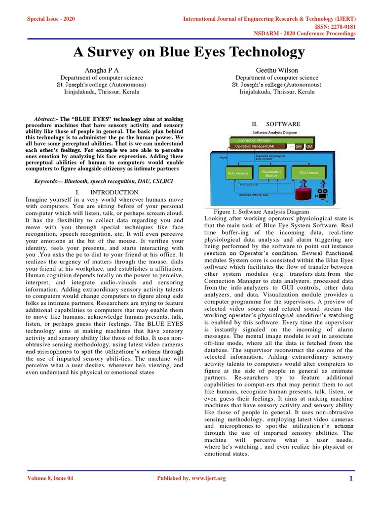 A Survey On Blue Eyes Technology IJERTCONV8IS04020 | PDF | Cursor (User ...