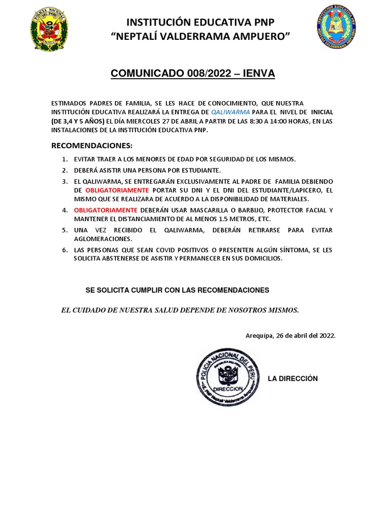 Comunicado #008-2022 | PDF