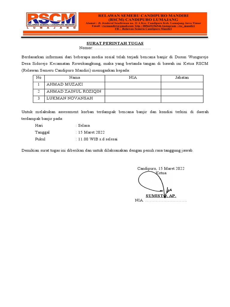 Surat Perintah Tugas RSCM | PDF