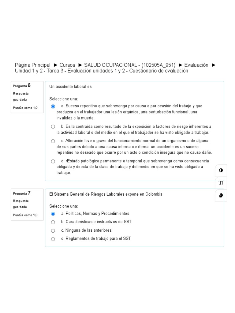 Unidad 1 y 2 - Tarea 3 - Evaluación Unidades 1 y 2 - Cuestionario de Evaluación2 | PDF ...
