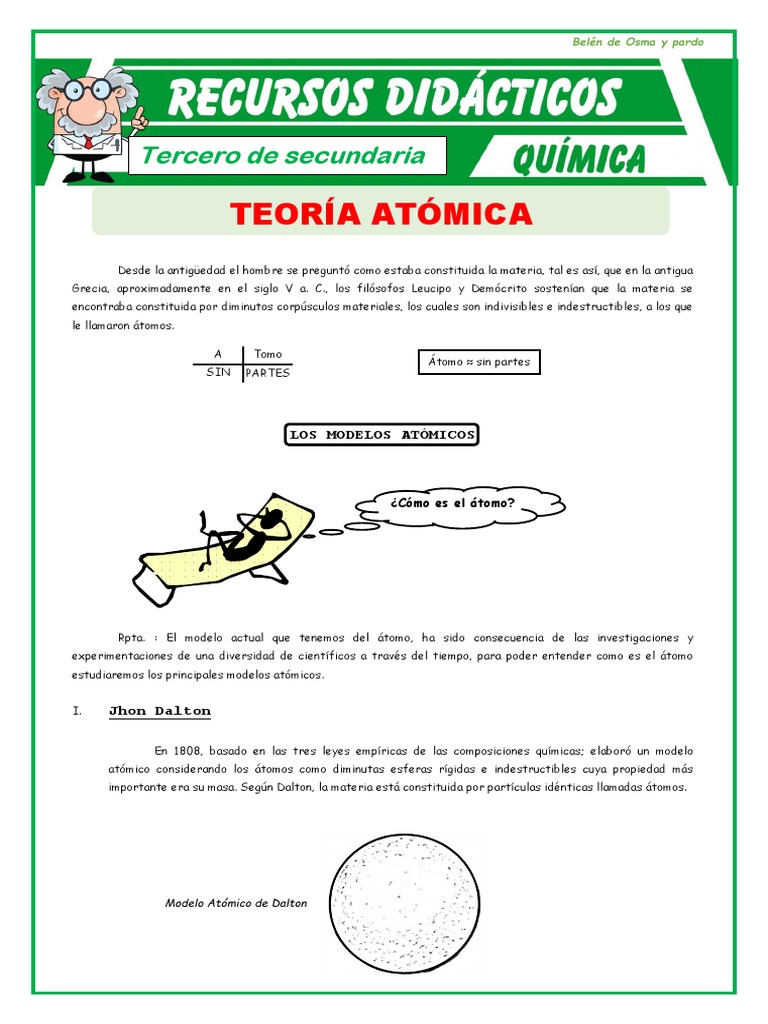 Teoria Atomica para Segundo de Secundaria | PDF | Átomos | Núcleo atómico