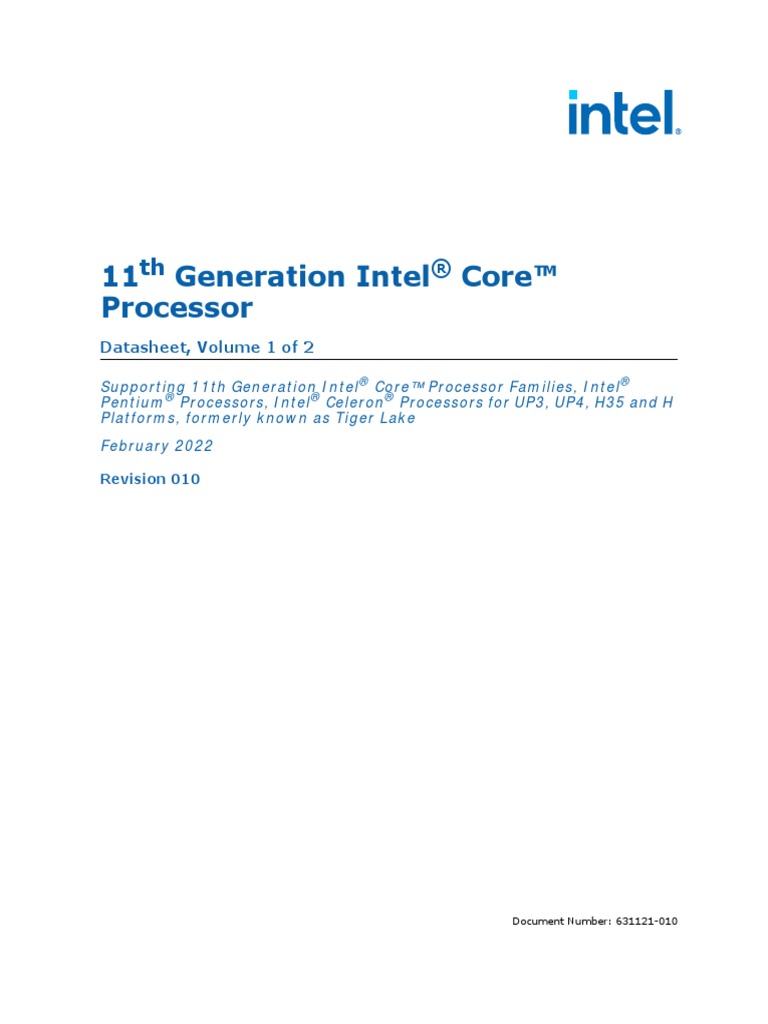 11 Generation Intel Core™ Processor: Datasheet, Volume 1 of 2 | PDF ...
