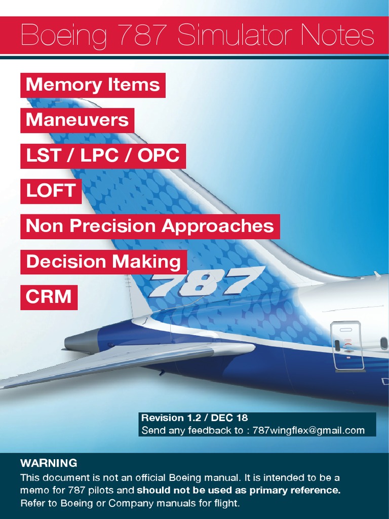 Boeing 787 - Simulator Notes | PDF | Aerospace | Aviation Safety