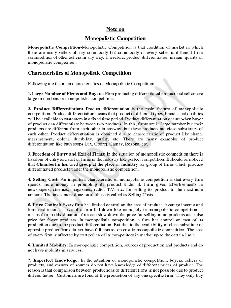Monopolistic Competition | PDF | Monopoly | Economic Equilibrium