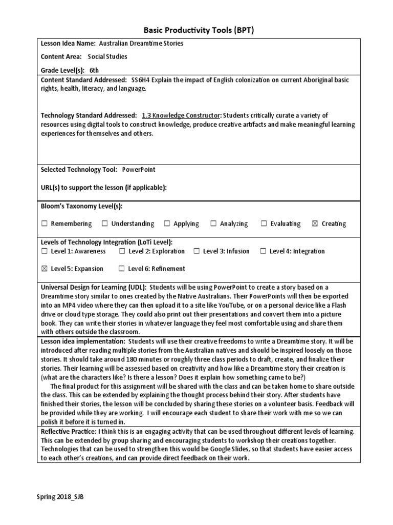 Catrina Gage 03 Basic Productivity Tools Lesson Idea Template | PDF